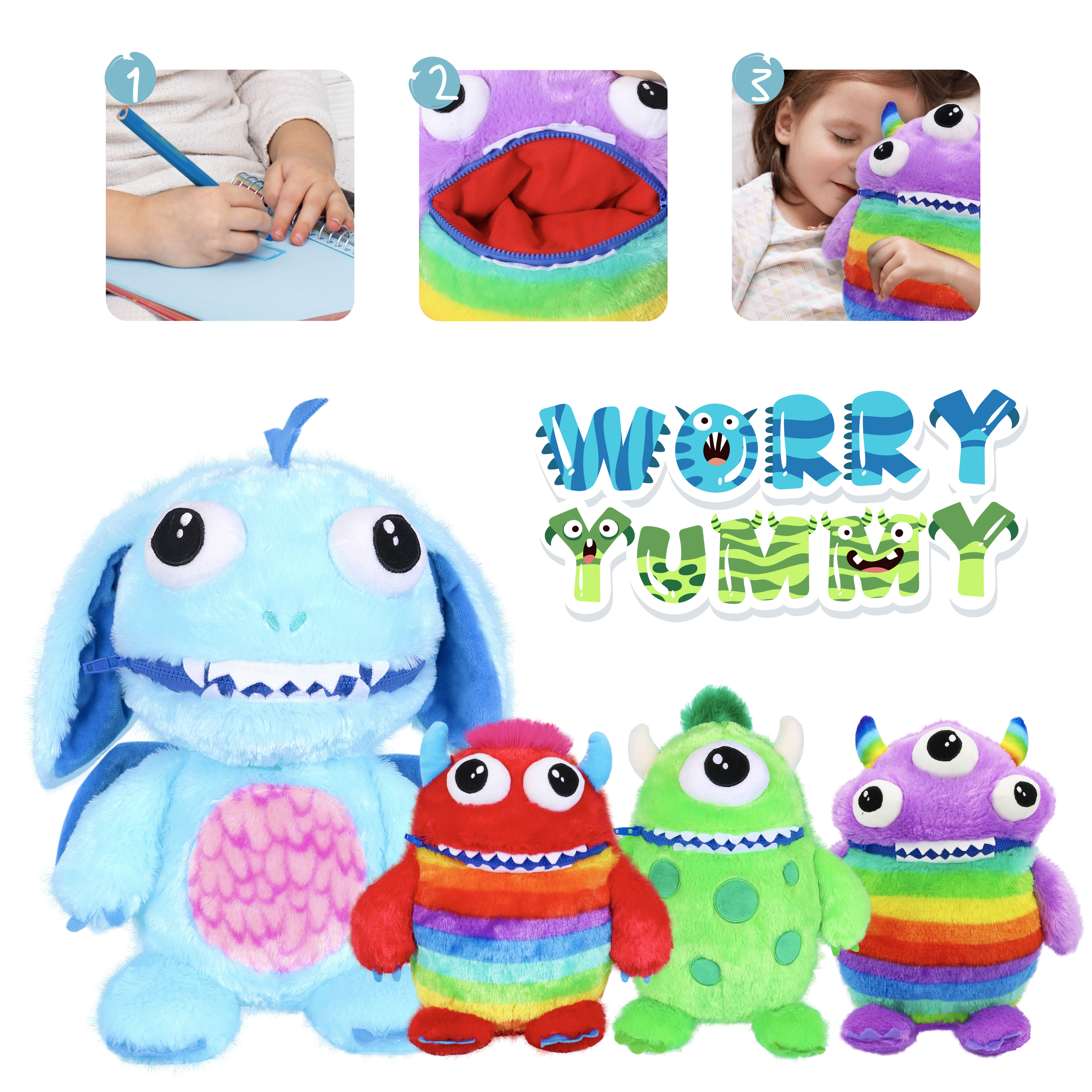 WORRY YUMMY MONSTER CUDDLY TOY SUPER SOFT DELUXE ZIPPER MOUTH EATS ...